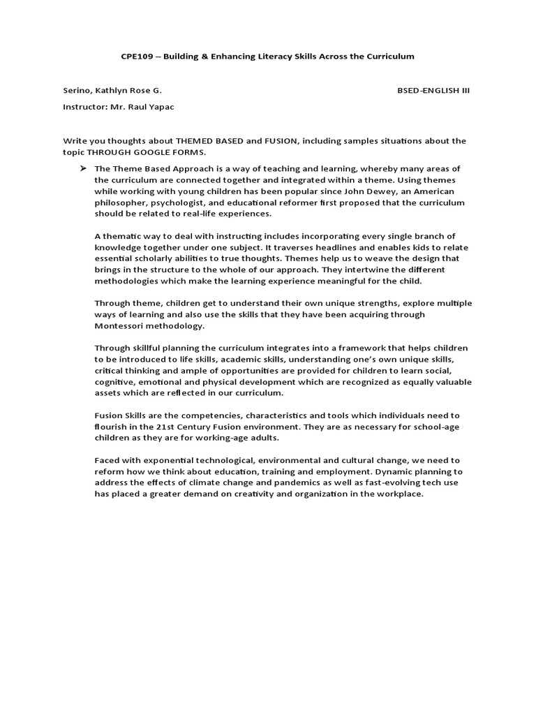 CPE109 - Building & Enhancing Literacy Skills Across The Curriculum | PDF