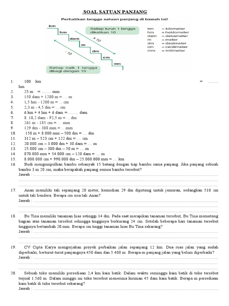 Soal Konversi Satuan Panjang | PDF