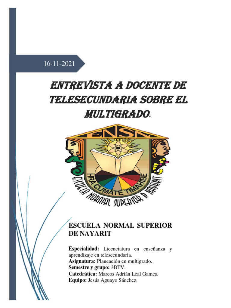 Act.1 Entrevista para Docente Multigrado ASJ Tele | PDF | Maestros ...