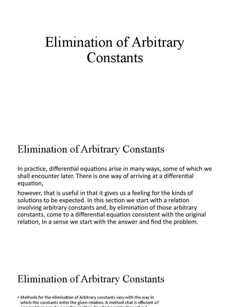 Elimination of Arbitrary Constants | PDF