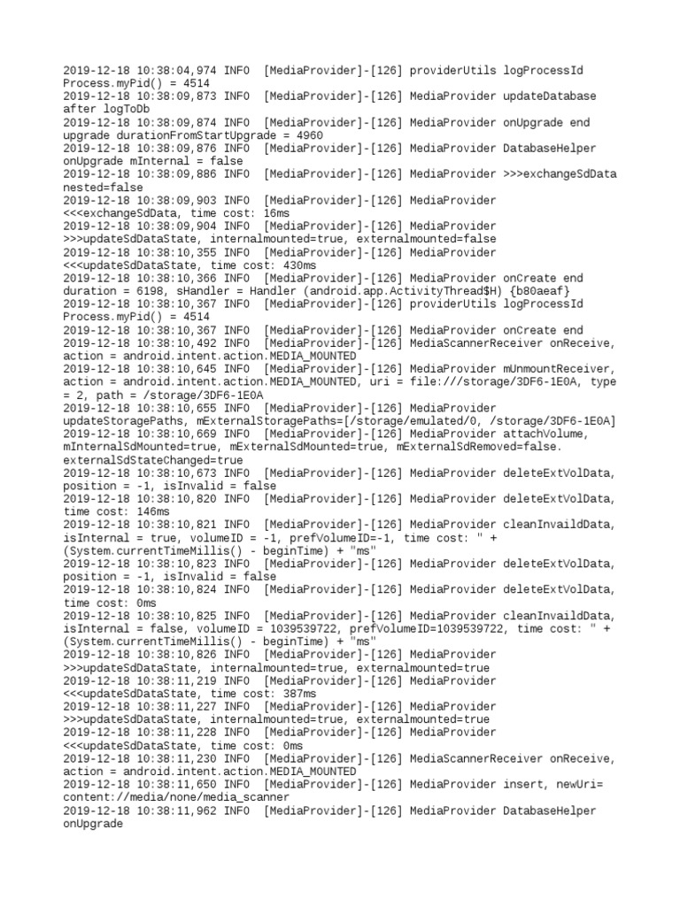 MediaProvider log messages from Android device | PDF | Directory (Computing) | Cache (Computing)