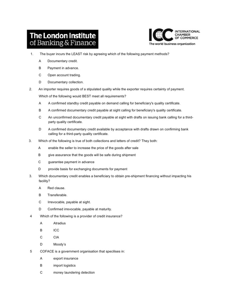 CDCS &CITF Mixed Paper - 2020 | PDF | Letter Of Credit | Bill Of Lading