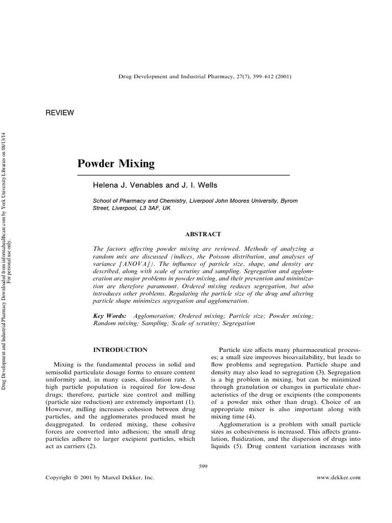 Powder Mixing | PDF | Analysis Of Variance | Variance
