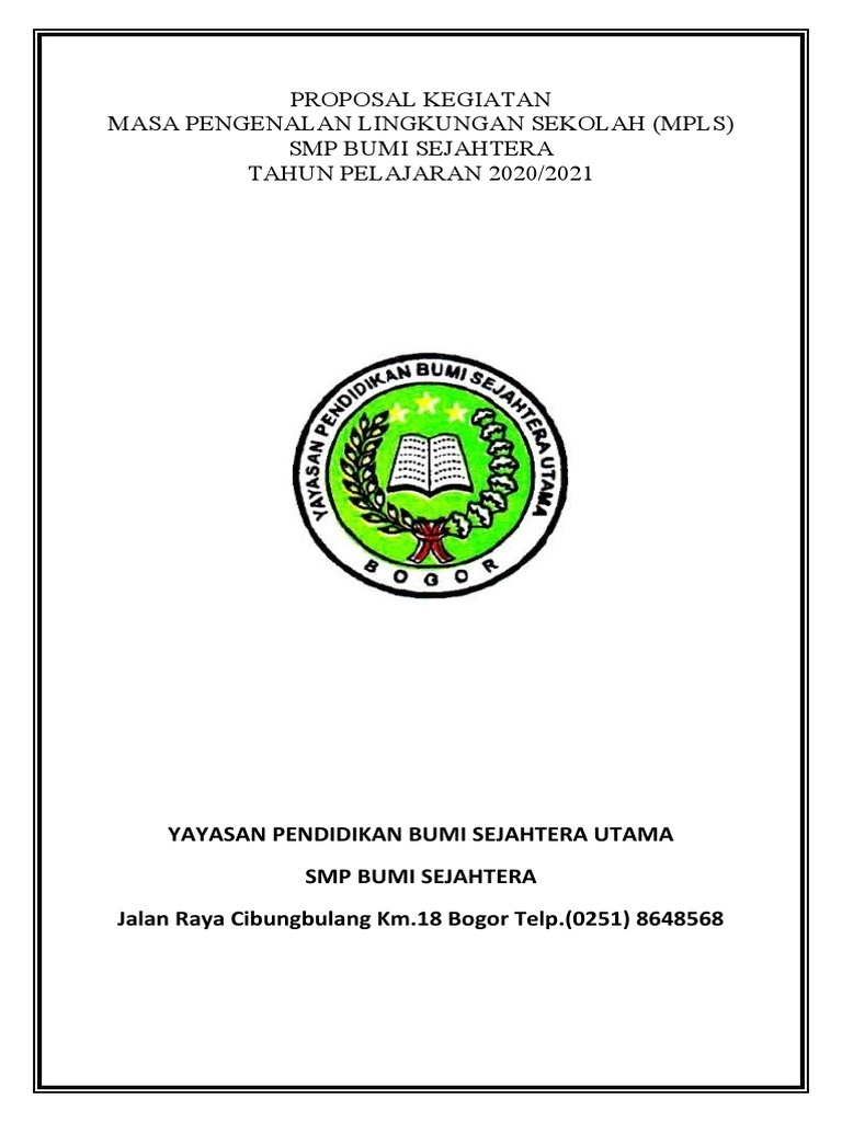 Proposal Kegiatan MPLS SMP Bumi Sejahtera | PDF