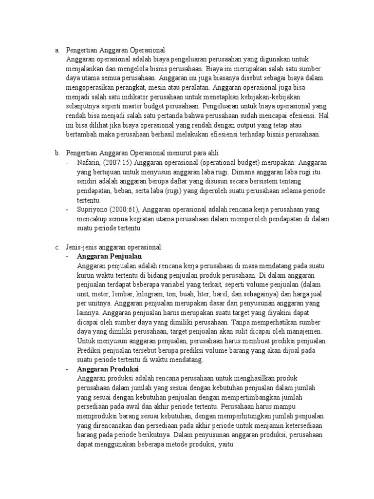 Anggaran Operasional | PDF