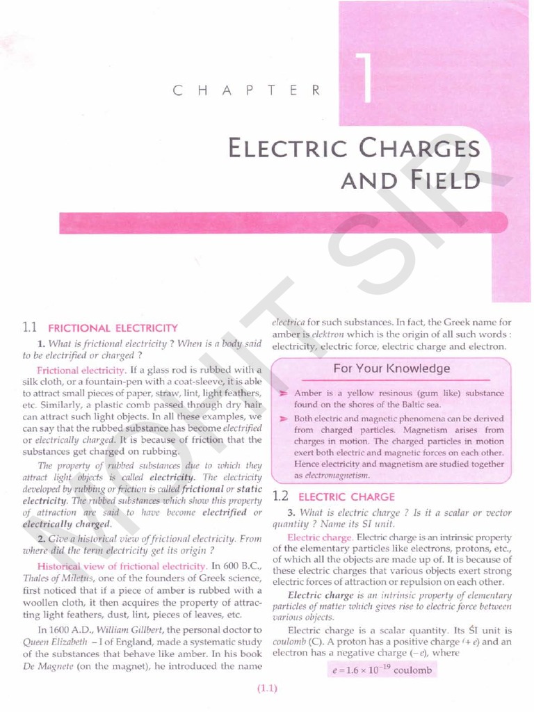 CH1 Electric Charges and Fields | PDF | Electric Charge | Electron