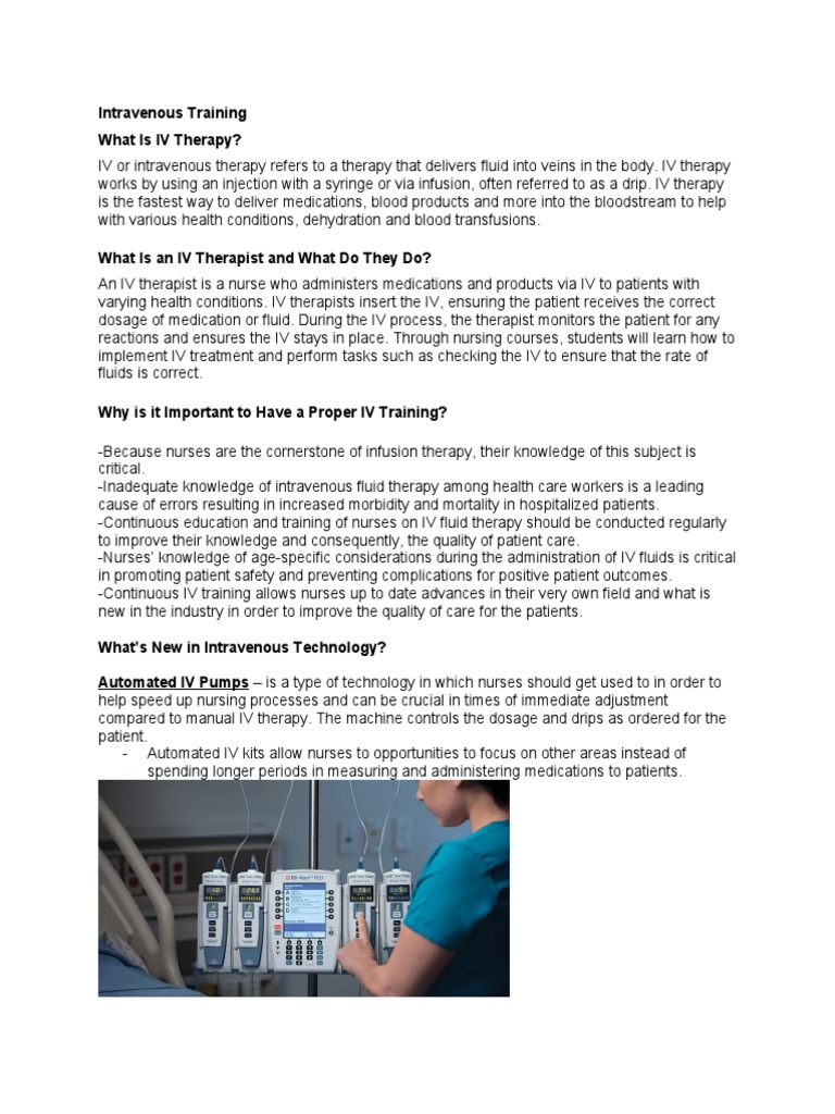 Intravenous Training | PDF | Intravenous Therapy | Health Sciences