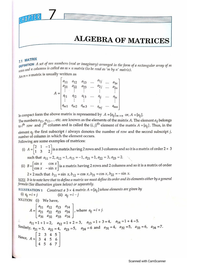 Matrices R D Sharma 1 To 25 Pgs | PDF