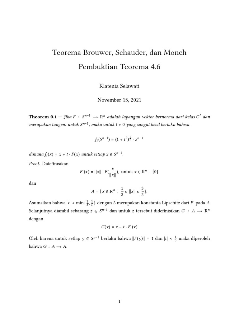 Teorema 4 6 Teorema Brouwer Schauder Dan Monch | PDF