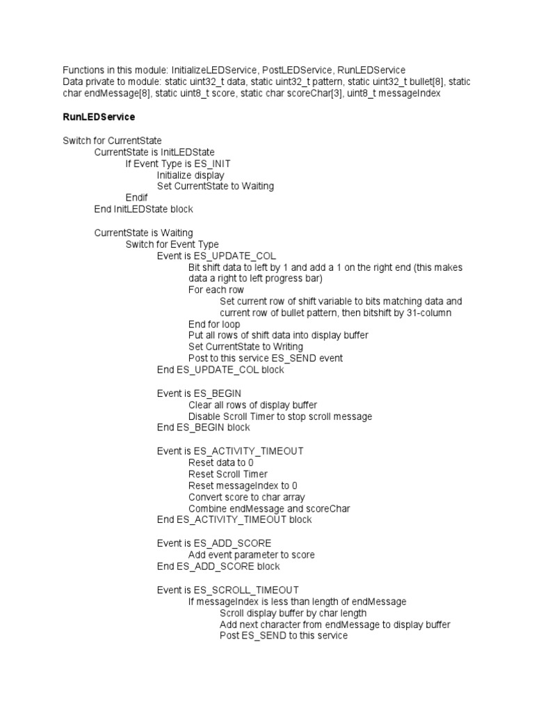 Led Service Pseudocode | PDF | Computer Science | Computer Engineering