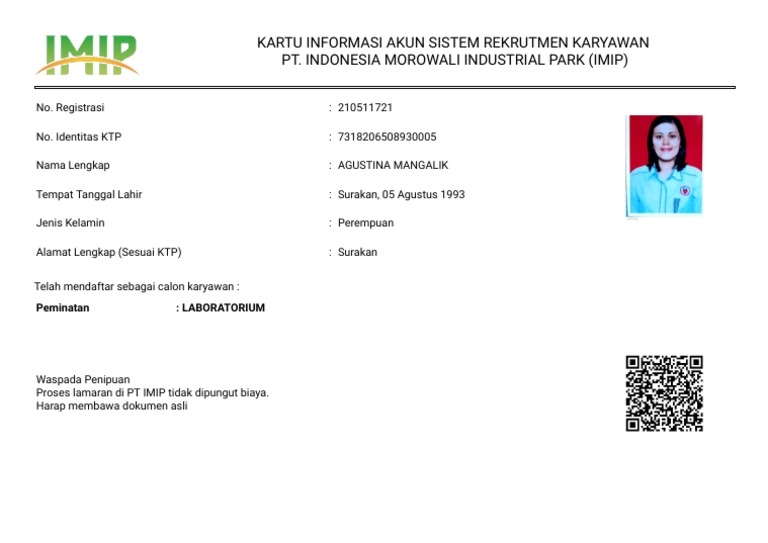 Https Rekrutmen - Imip.co - Id User Regist Menu Print | PDF