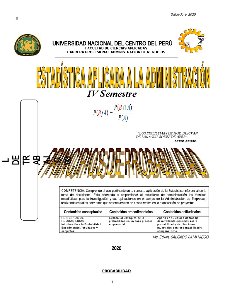 Probabilidades 2020 | PDF | Probabilidad | Probabilidades y estadísticas