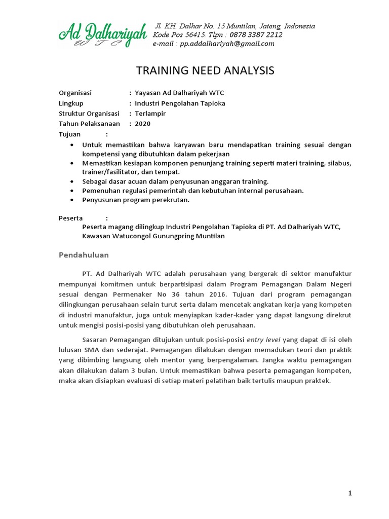 Training Need Analysis (TNA) | PDF
