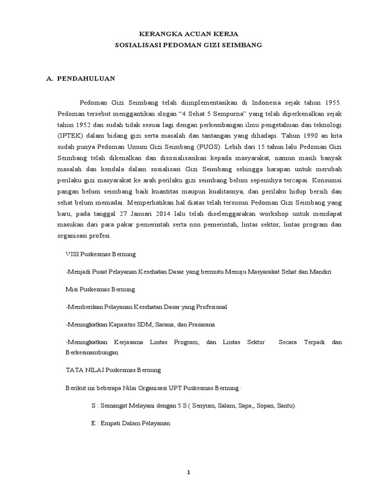 KAK Sosialisasi Gizi Seimbang | PDF