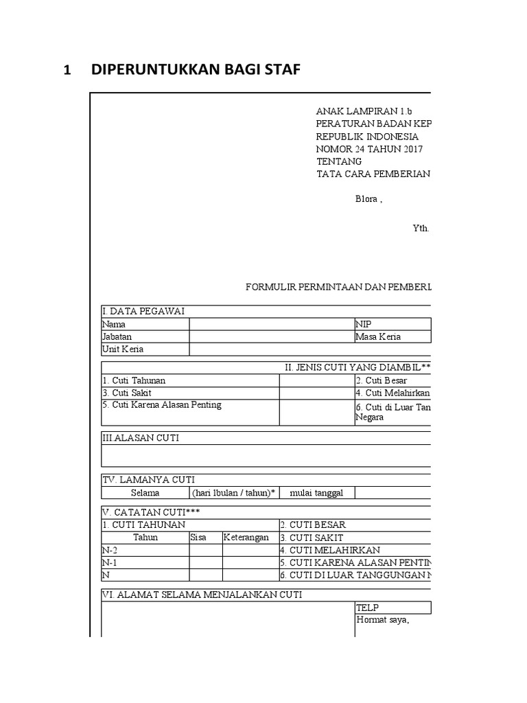 Blangko Cuti Excel | PDF