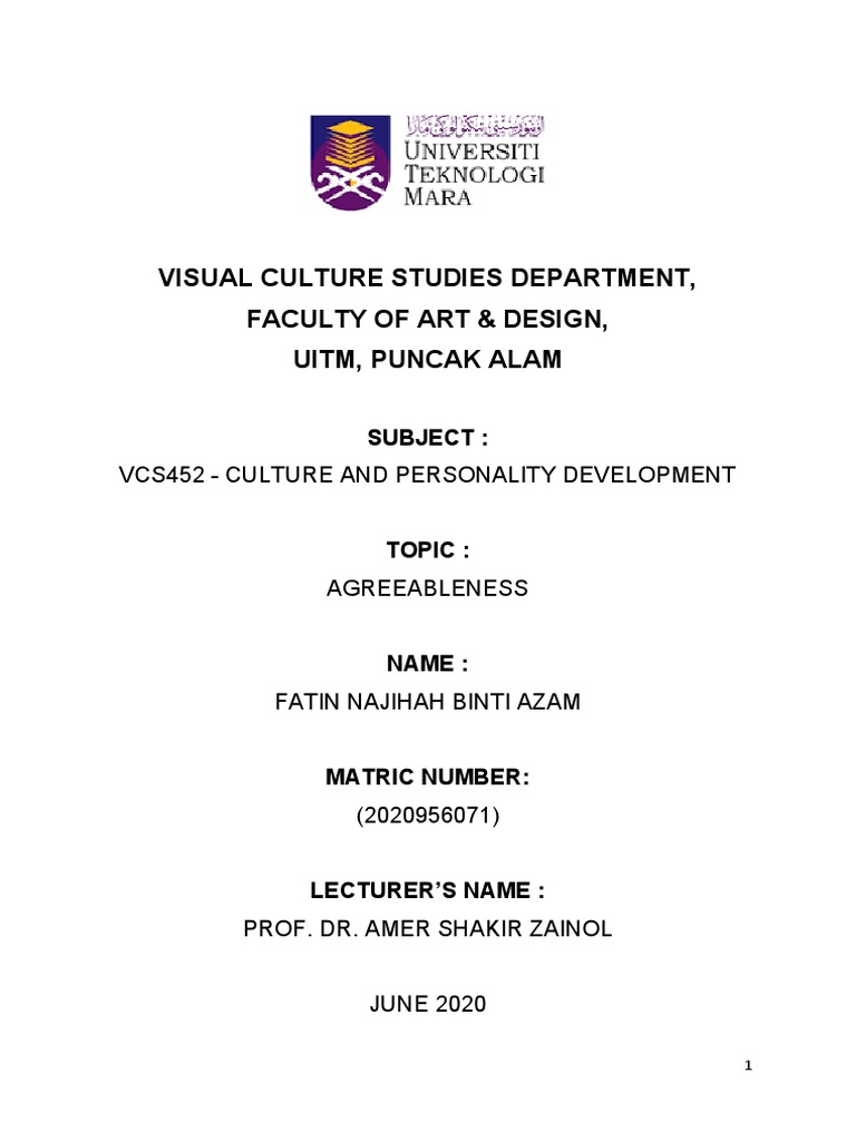 Visual Culture Studies Department, Faculty of Art & Design, Uitm ...