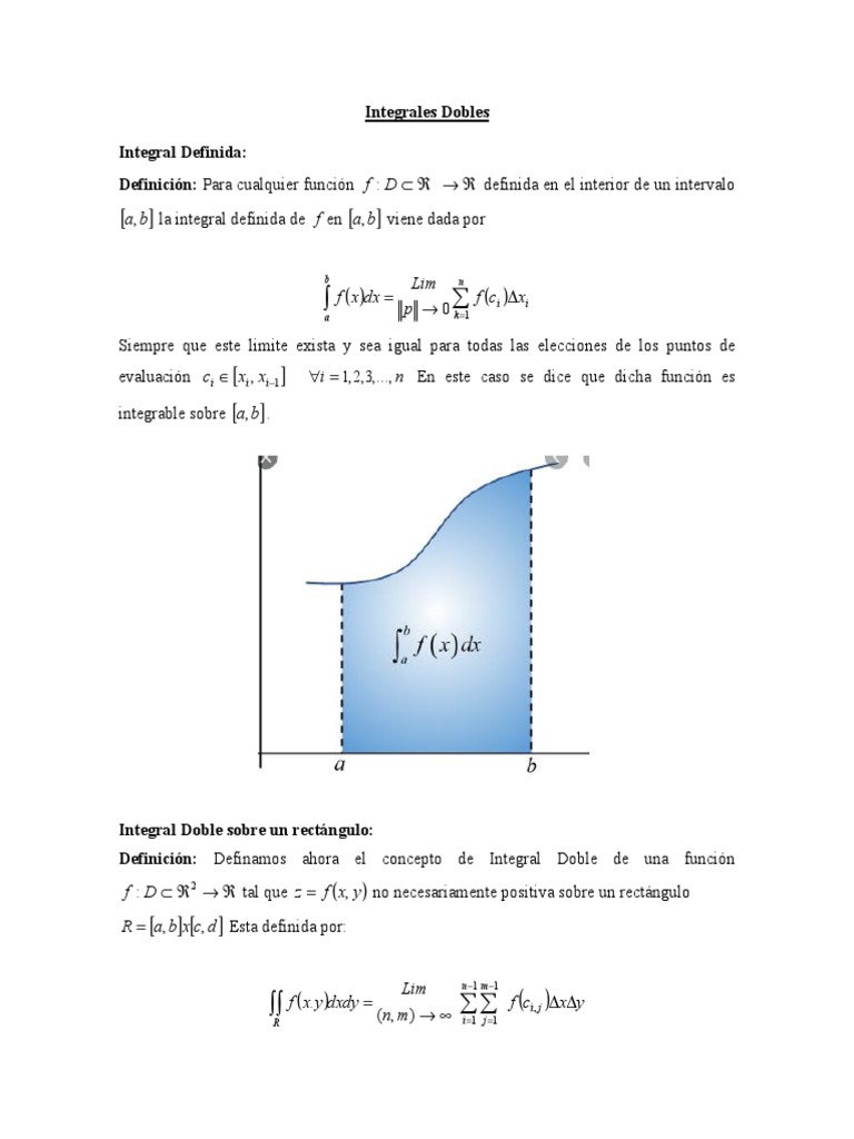 Integrales Dobles: Definición y Ejemplos | PDF | Integral | Zona