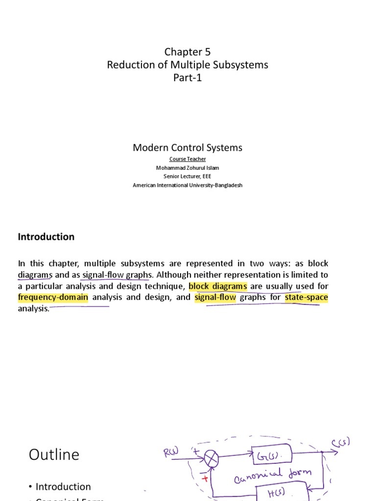 M8 - Ch-5 - Reduction of Multiple Subsystems-Part-1 (D) | Download Free PDF | Control Theory ...