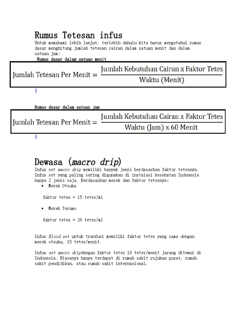 Rumus Tetesan Infus 2 | PDF | Sains & Matematika