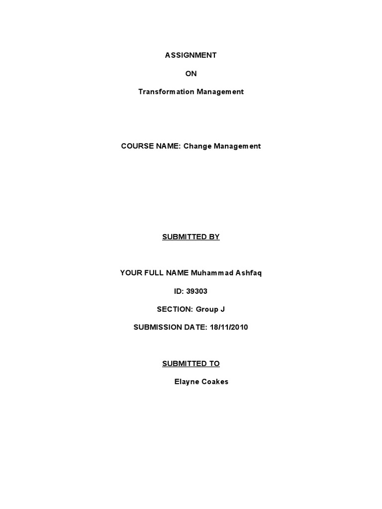 Assignment ON Transformation Management | PDF | Fujifilm | Employment