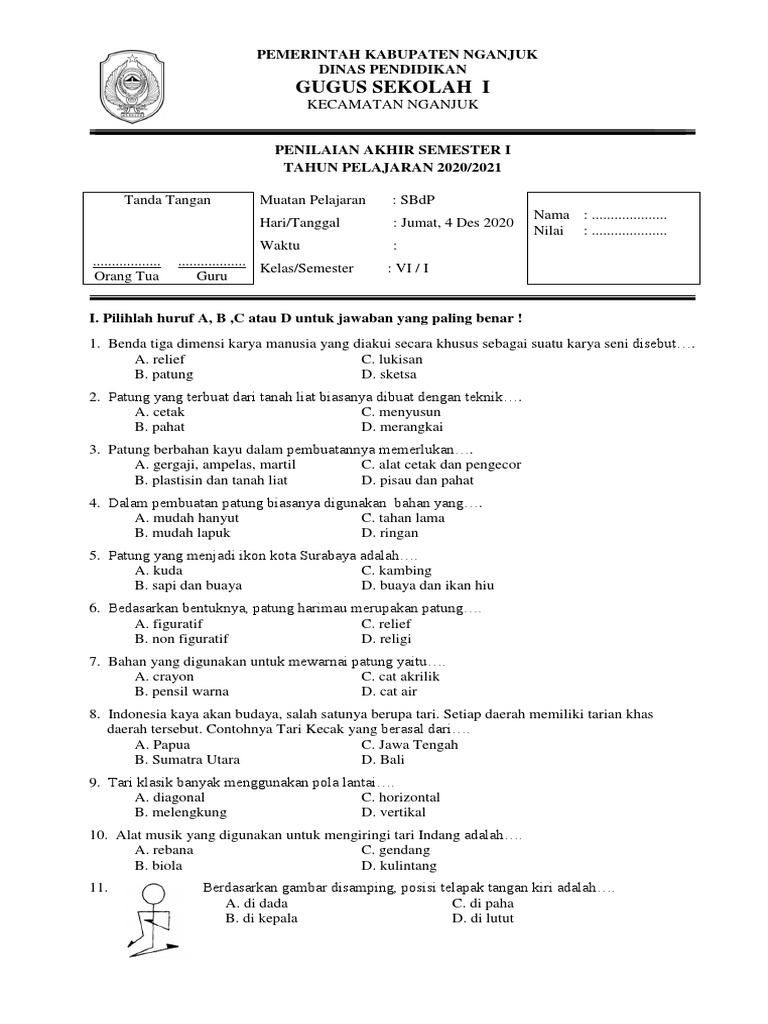 Pas Soal SBDP Kelas 6 | PDF