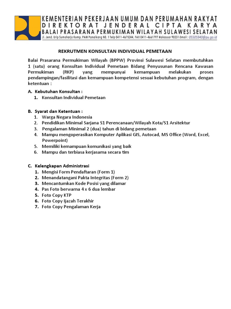Pengumuman Rekrutmen Pemetaan | PDF