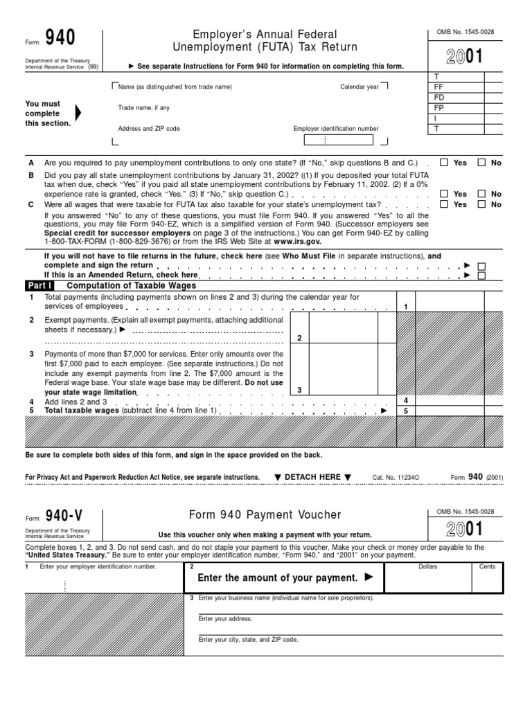 US Internal Revenue Service: f940 - 2001 | PDF
