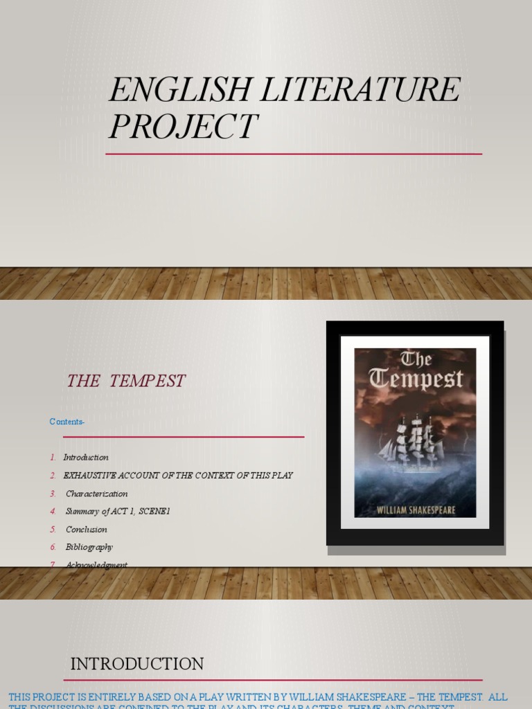 English Literature Project | PDF | The Tempest | Play (Theatre)