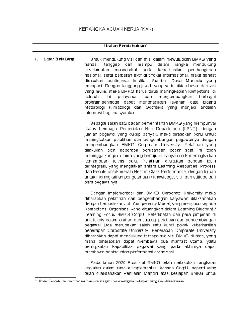 Format Kerangka Acuan Kerja Jasa Konsultansi | PDF