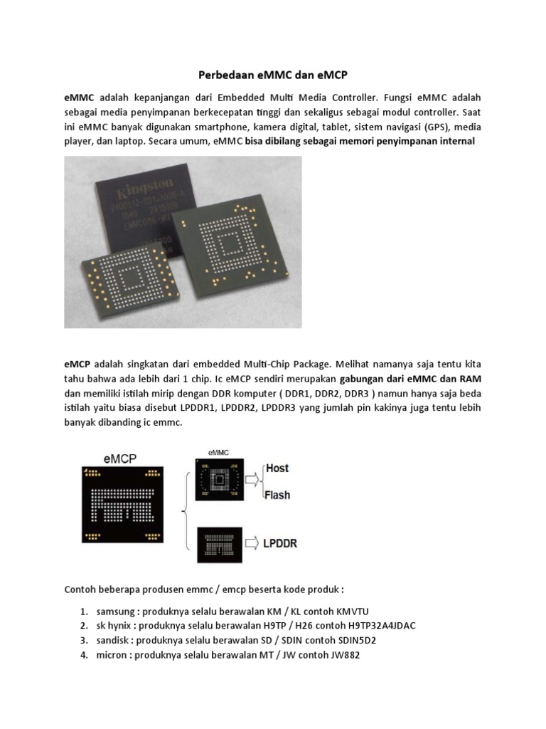 Perbedaan eMMC Dan eMCP | PDF
