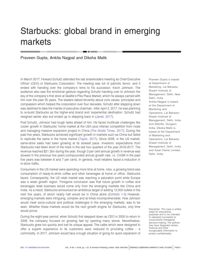 11.starbucks - Global Brand in Emerging Markets | PDF | Starbucks ...