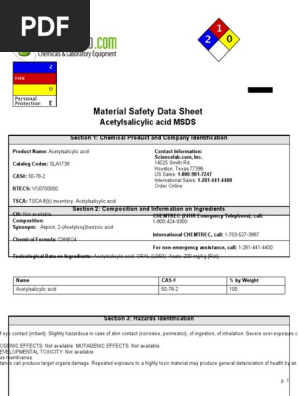Salicylic Acid Osha Safety Data Sheet