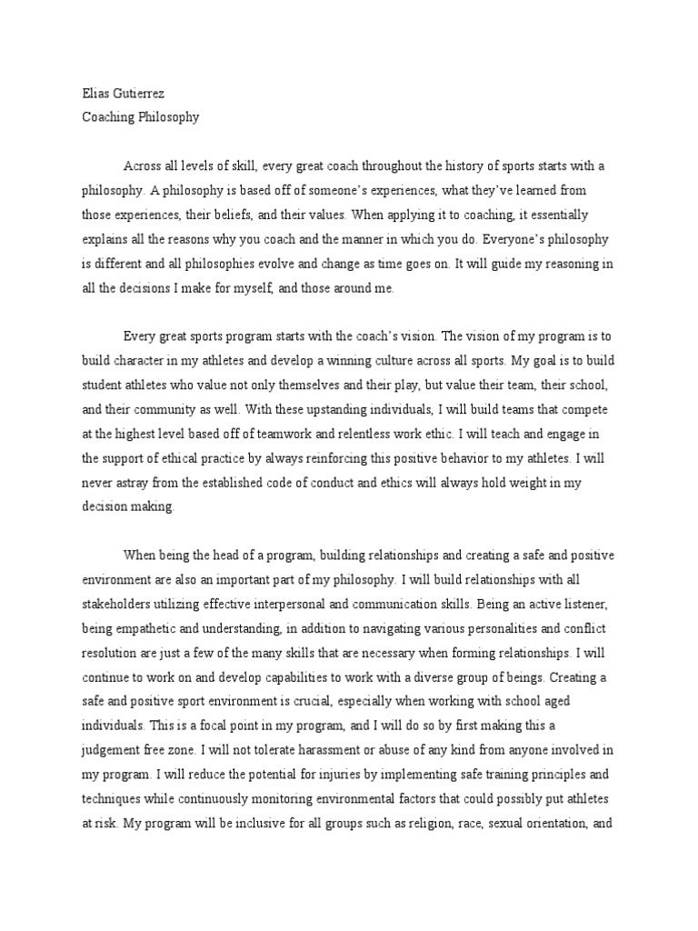 Coaching Philosophy | PDF | Sports | Reason
