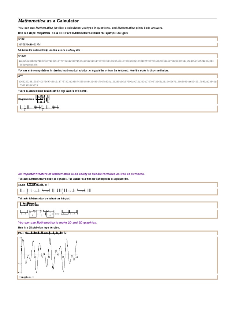 Mathematica As A Calculator | PDF | Numerical Analysis | Equations