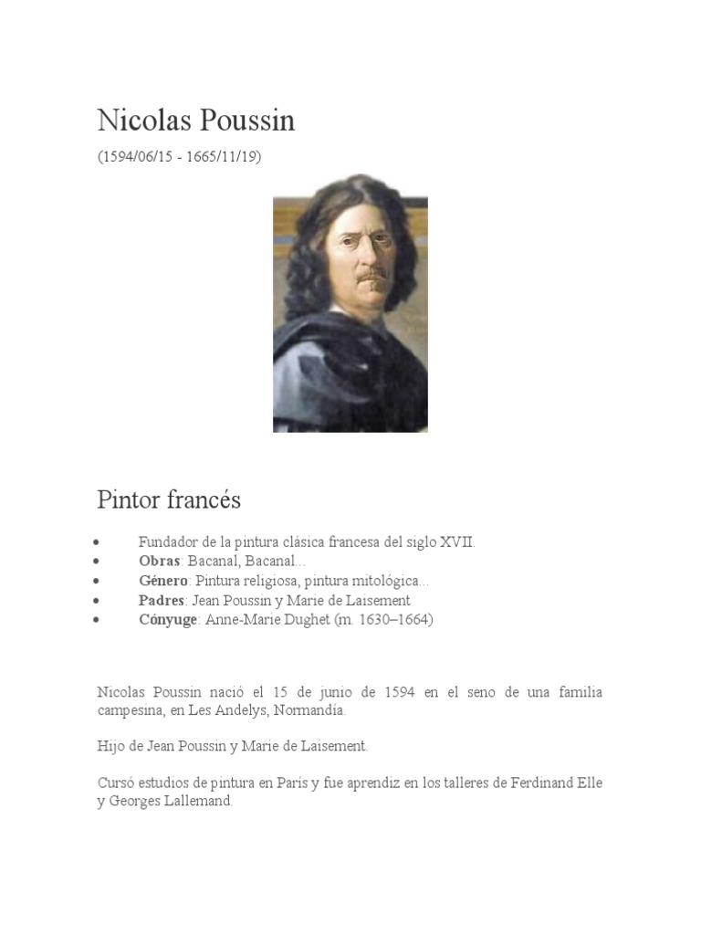 Nicolas Poussin: Maestro del Barroco | PDF | Pinturas
