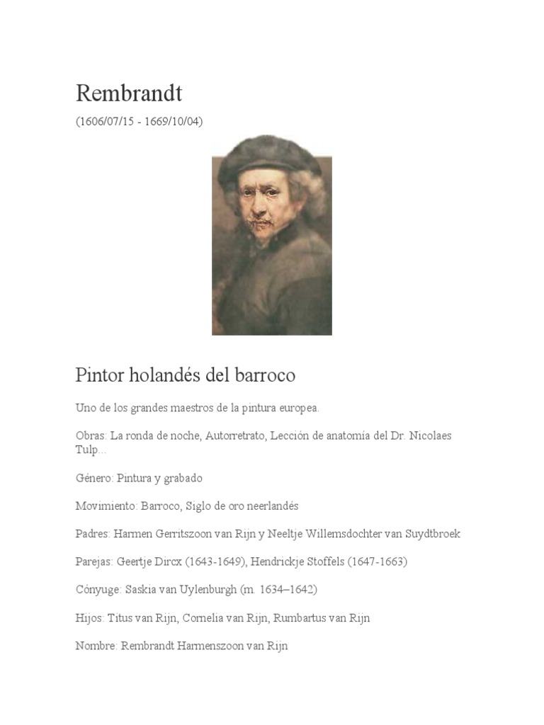 Rembrandt | PDF | Rembrandt | Pinturas