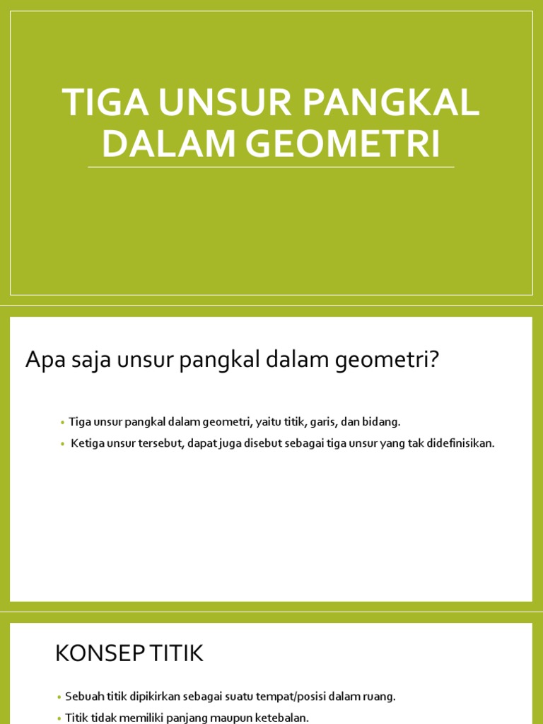 Unsur Pangkal dalam Geometri | PDF | Metode & Bahan Ajar | Griya & Taman