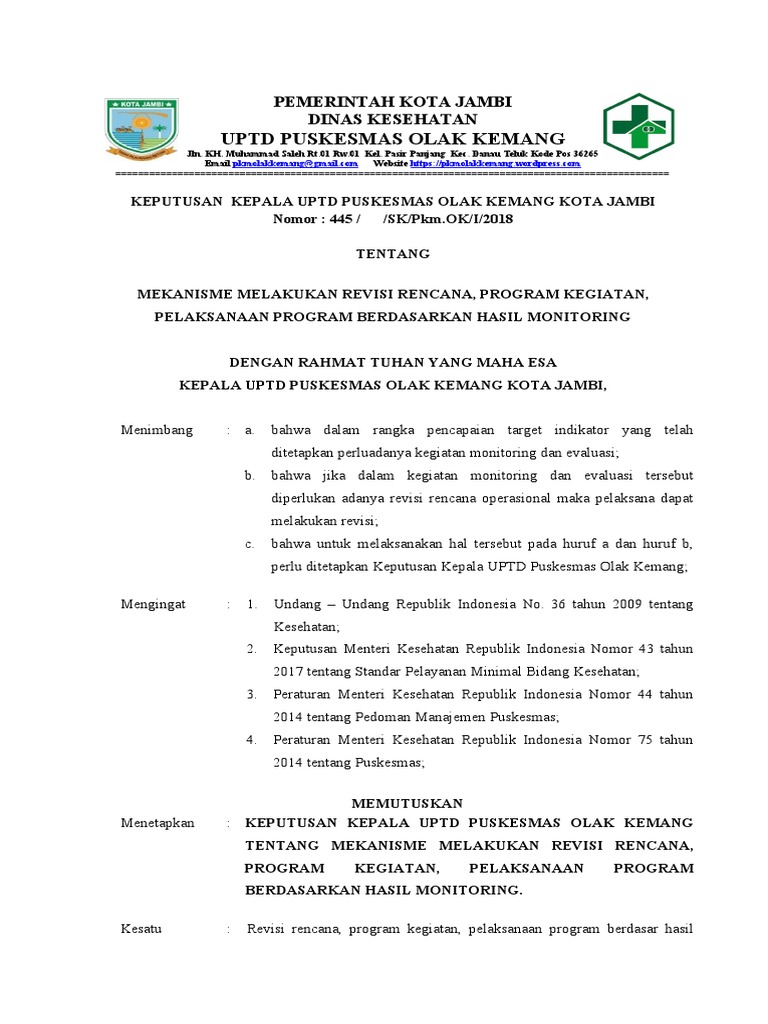 1.1.5.4.SK Revisi Rencana | PDF