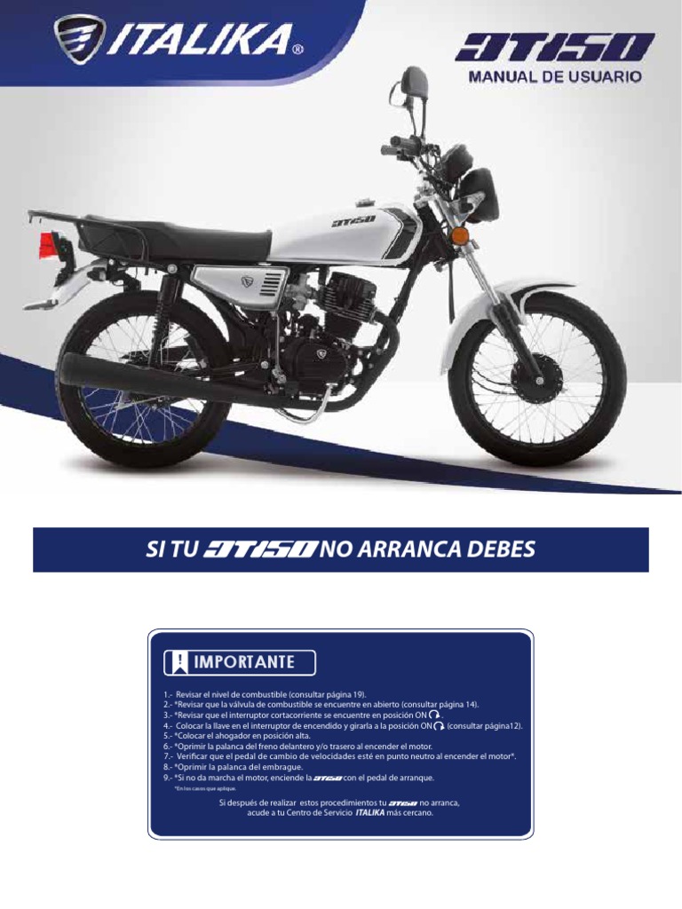 Guía de Encendido para Moto Italika DT 150 | PDF | Carburador | Gasolina