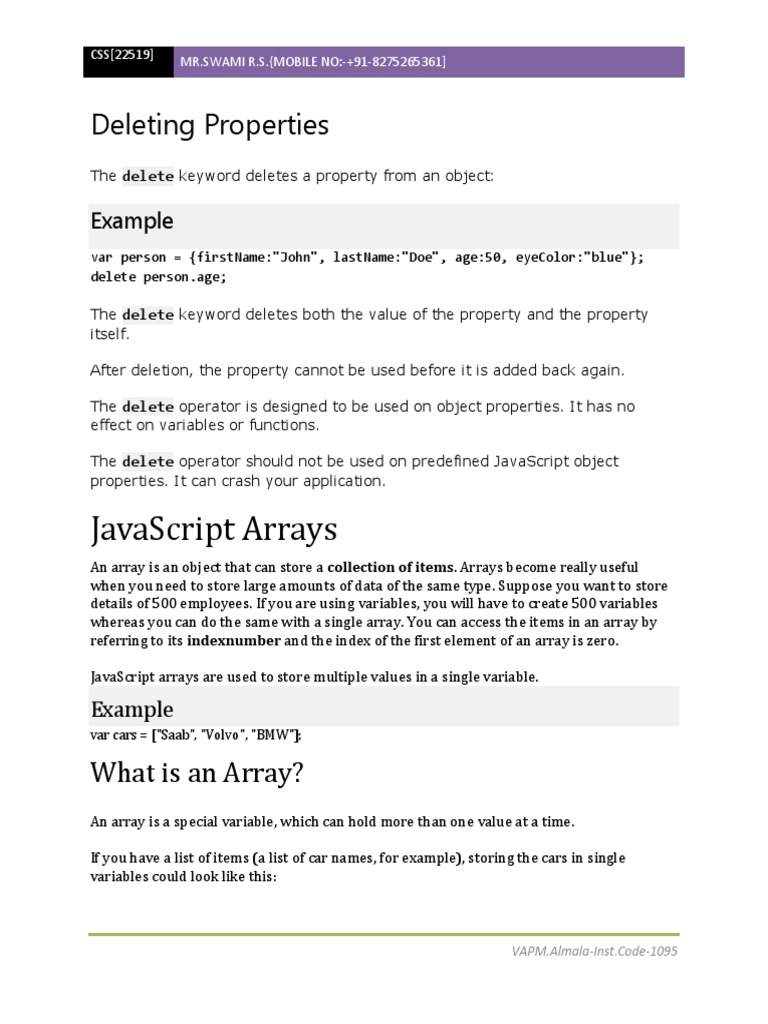 JavaScript Array | Download Free PDF | Subroutine | Parameter (Computer Programming)