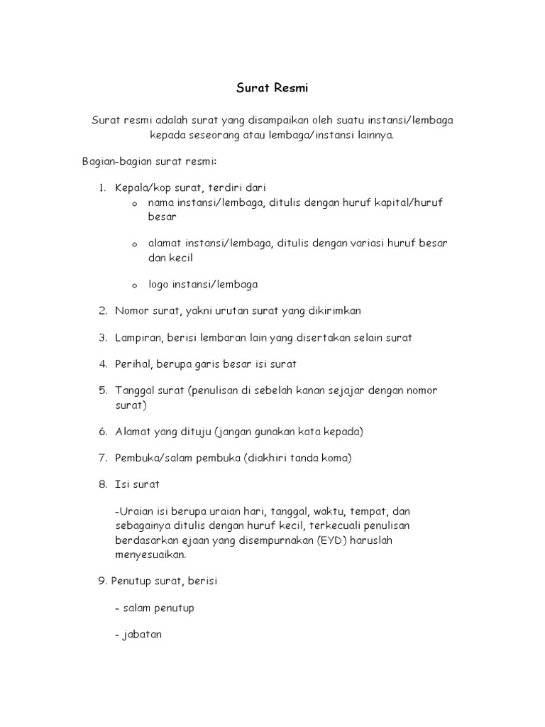 Tips Dan Contoh Surat Resmi | PDF