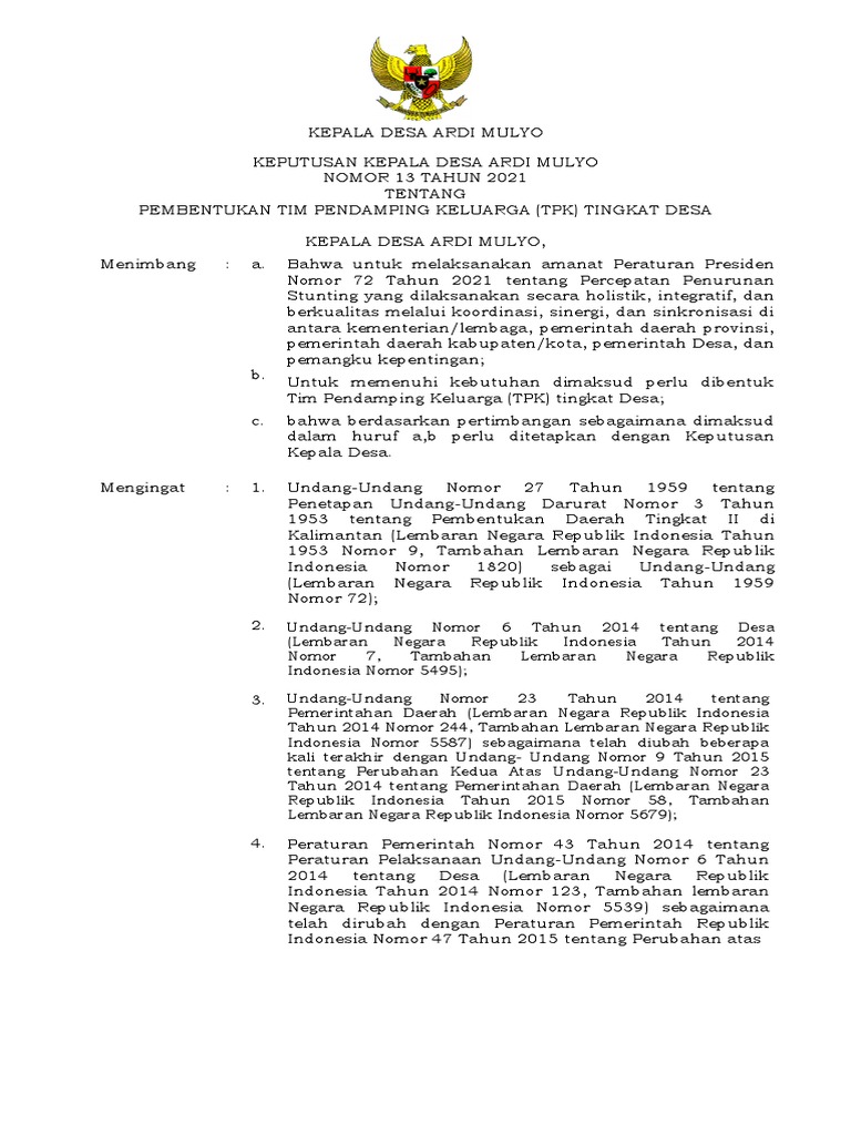 SK Tim Pendamping Keluarga | PDF