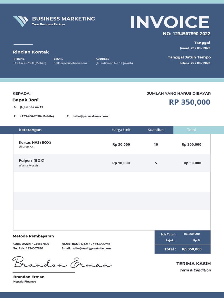 Format Template Contoh Invoice PDF | PDF