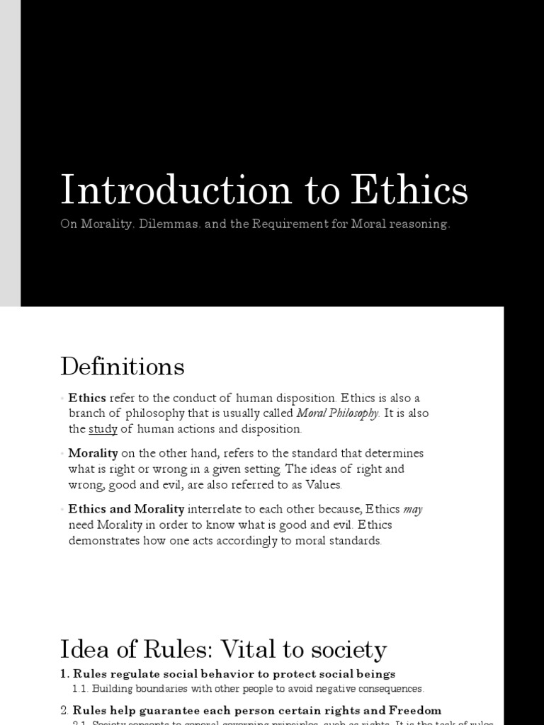 M1 Introduction To Ethics Pdf Morality Rights
