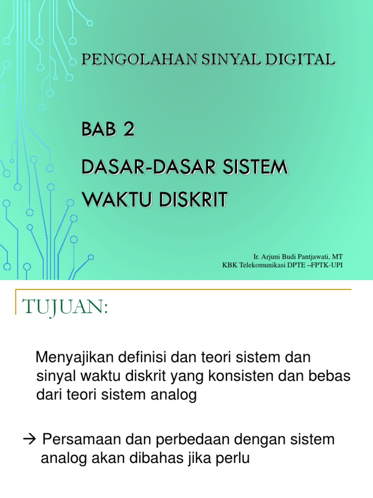 Bab 2 Dasar Sistem Waktu Diskrit | PDF | Metode & Bahan Ajar