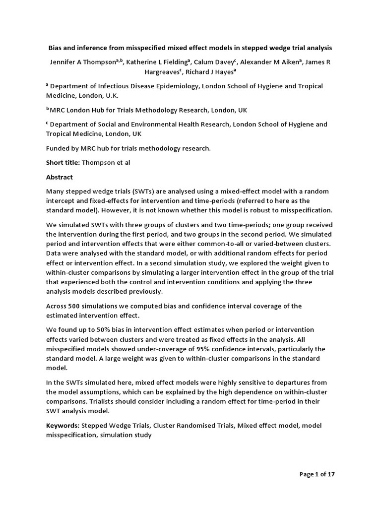 Bias and Inference From Misspecified - GREEN AAM | PDF | Variance ...