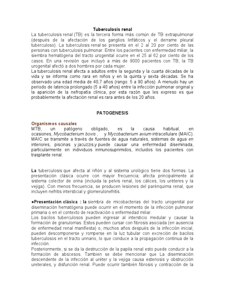Tuberculosis Renal EXPOSICIÓN | PDF | Tuberculosis | Reacción en cadena ...