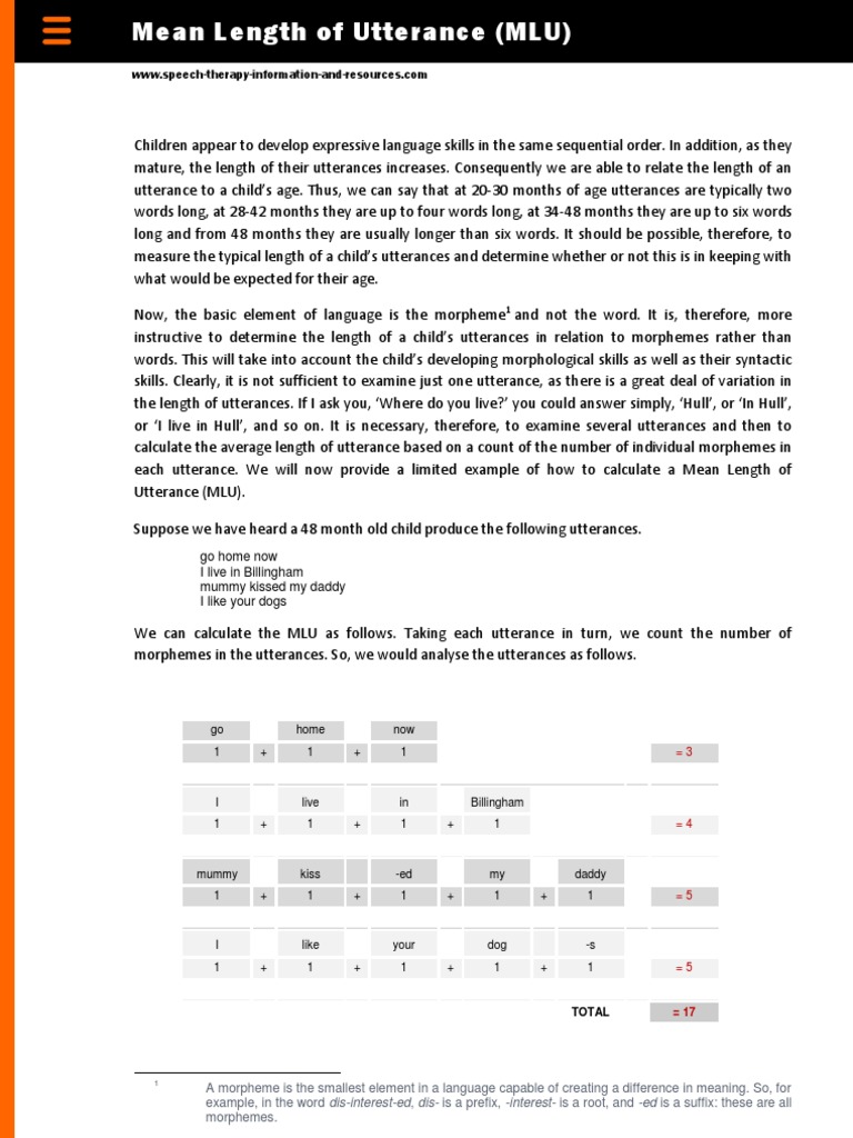 Mean Length of Utterance | Download Free PDF | Word | Grammatical Tense
