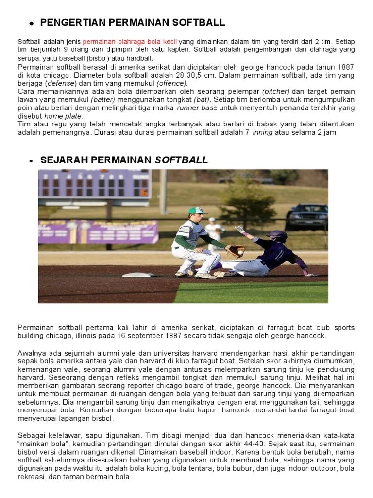 Pengertian Permainan Softball | PDF