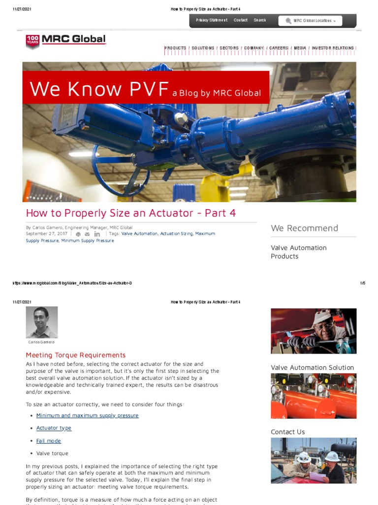 How To Properly Size An Actuator - Part 4 | PDF | Valve | Actuator